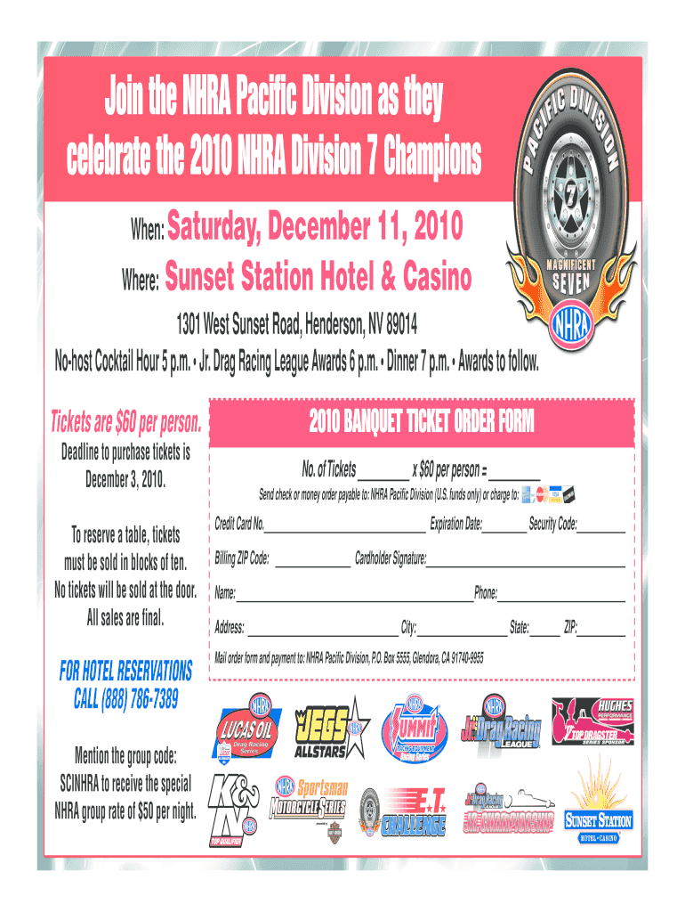 Fillable Online 2010 NHRA Division 7 Champions Celebration Fax Email ...