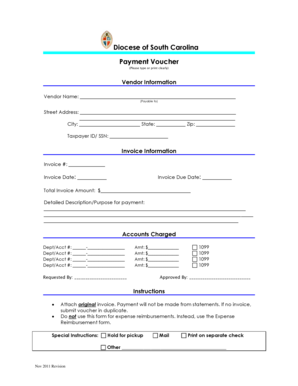 Fillable Online Payment Voucher Form - Diocese of South Carolina Fax ...