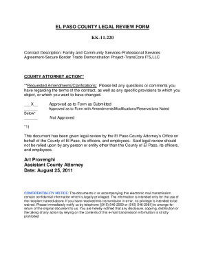 Fillable Online EL PASO COUNTY LEGAL REVIEW FORM KK-11 ... - epcounty.com Fax Email Print ...
