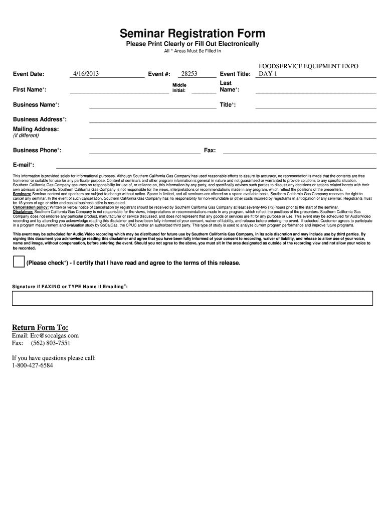 Seminar Registration Form: Fill out & sign online | DocHub