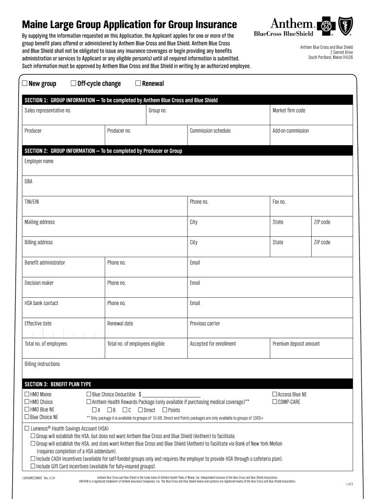 Maine Large Group Application for Group Insurance: Fill out & sign ...
