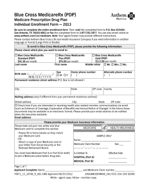 Fillable Online Individual Enrollment Form 2013 Fax Email Print - pdfFiller