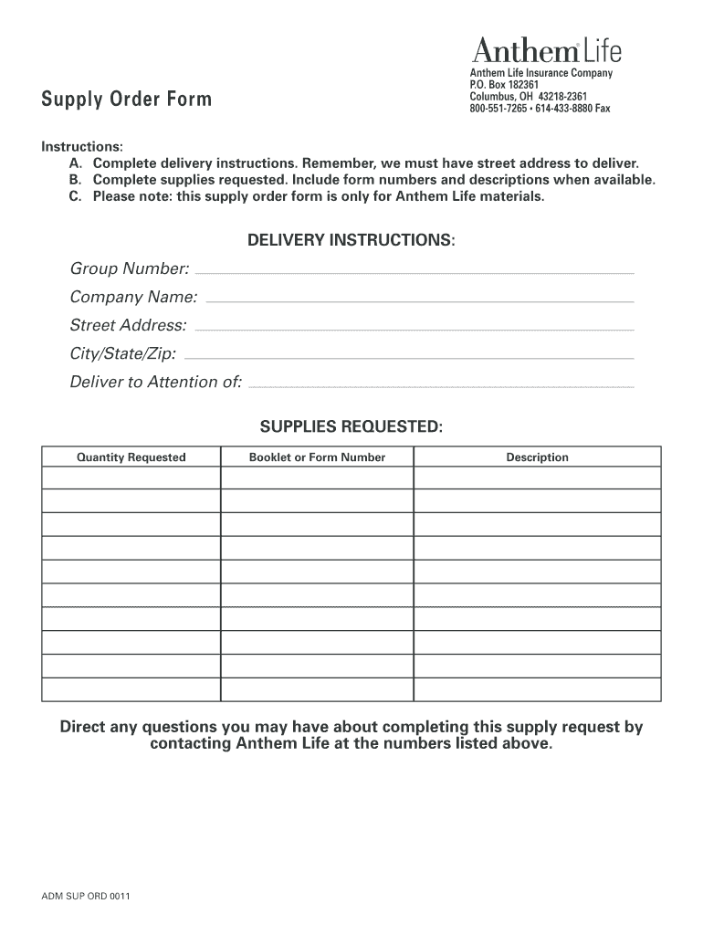 Supply Order Form: Fill out & sign online | DocHub