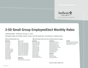 Fillable Online NEW 2-50 EmployeeElect Rate Guide - Anthem Fax Email ...