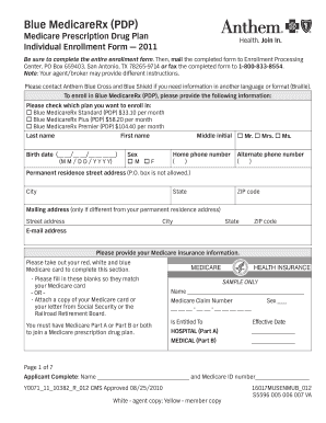 Fillable Online Blue MedicareRx (PDP) - Anthem Fax Email Print - pdfFiller