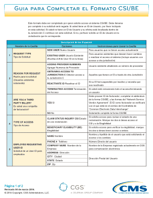 Fillable Online Guia para Completar el Formato CSI/BE - CGS Fax Email Print - pdfFiller