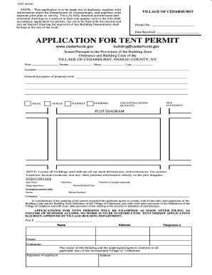 Fillable Online cedarhurst BAPPLICATIONb FOR TENT PERMIT - Village of ...