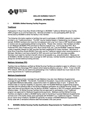 Fillable Online BCBSM's Skilled Nursing Facility Programs Fax Email ...