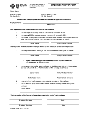 Fillable Online Employee Waiver Form Fax Email Print - pdfFiller