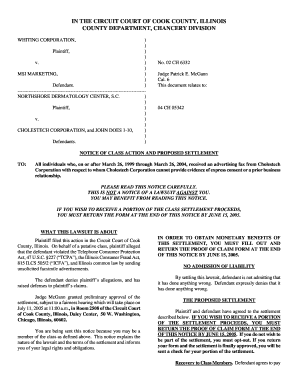 Fillable Online In the circuit court of cook county, illinois - Gilardi ...