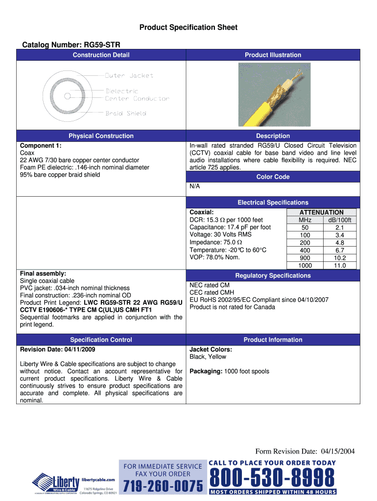 Product Specification Sheet: Fill out & sign online | DocHub