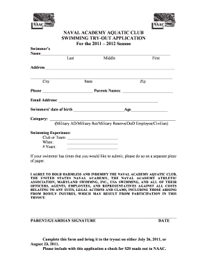 Fillable Online Tryout Application Form - TeamUnify Fax Email Print ...