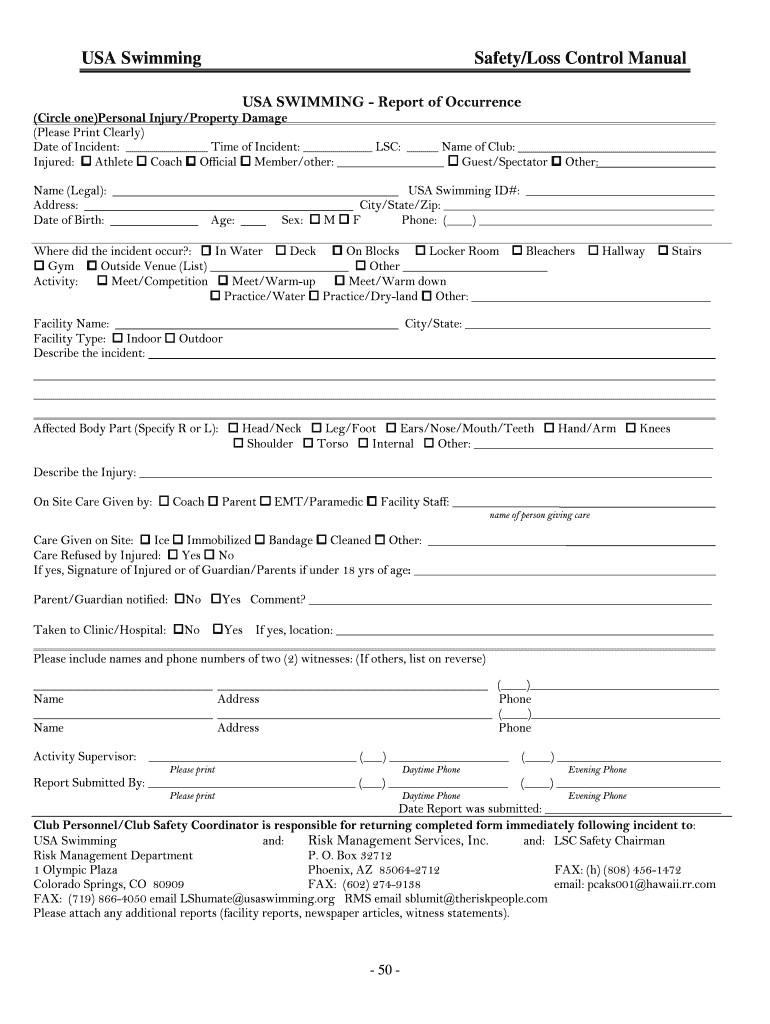 Fillable Online Report of Occurrence Fax Email Print - pdfFiller