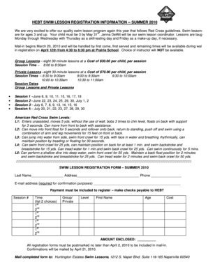 Fillable Online Swim lesson form.docx Fax Email Print - pdfFiller