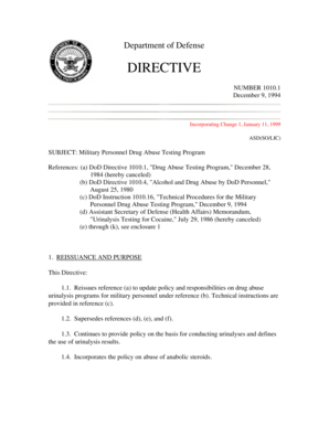 Fillable Online Department of Defense DIRECTIVE NUMBER 1010 Fax Email ...