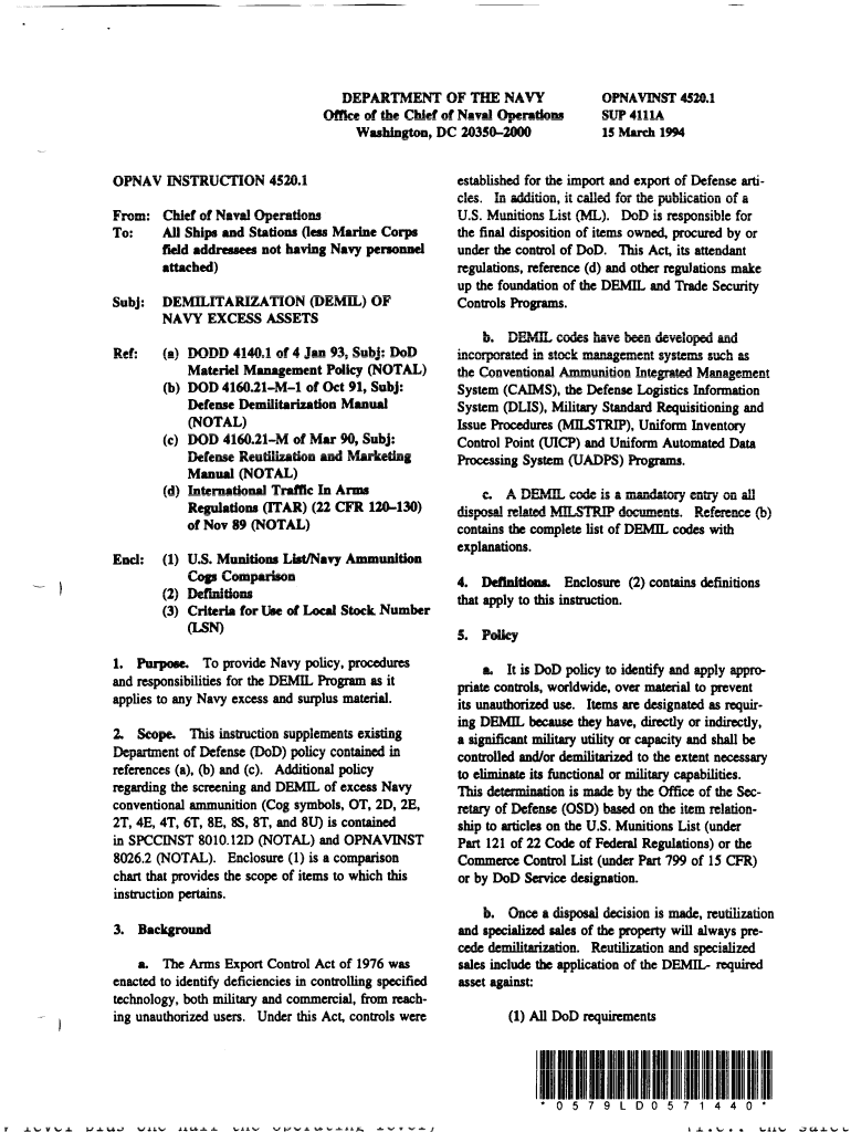 Fillable Online DEMILITARIZATION (DEMIL) OF NAVY EXCESS ASSETS Fax ...