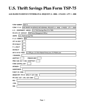 Fillable Online U.S. Thrift Savings Plan Form TSP-75. AGE-BASED IN ...