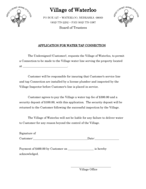 Application For Water Tap Connection - Fill Online, Printable, Fillable ...