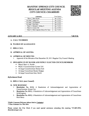 Fillable Online APPROVAL OF AGENDA E Fax Email Print - pdfFiller