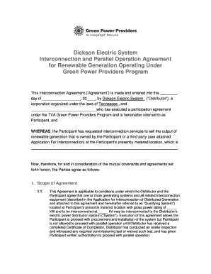 Fillable Online Model Interconnection Agreement Forms Fax Email Print ...