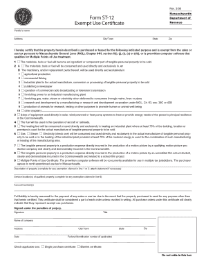 Fillable Online Form ST-12 Exempt Use Certificate - TaxRates.com Fax ...