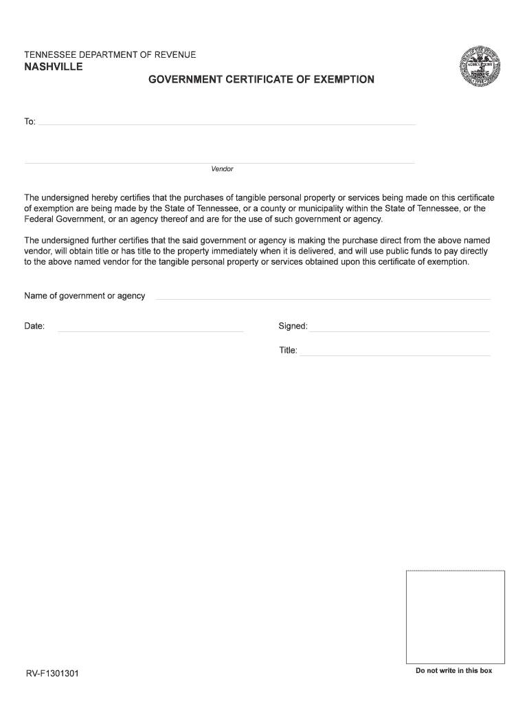 Fillable Online Nashville government bcertificateb of exemption ...