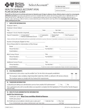 Fillable Online Health savings account (hsa) plan design guide - Blue ...