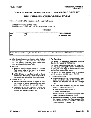 Builders Risk Reporting Form Cp 11 05 04 02policy - Fill Online ...