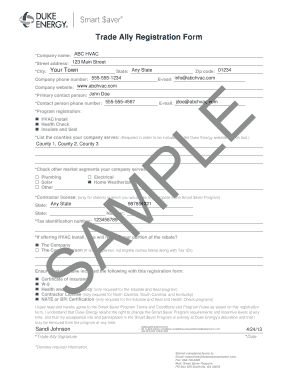 Fillable Online Trade Ally Registration Form - Duke Energy Fax Email ...