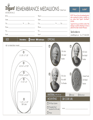 Fillable Online REMEMBRANCE MEDALLIONS Order Form - Trigard Fax Email ...