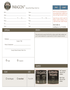 Fillable Online Memorial Rock Plaque Order Form Fax Email Print - pdfFiller