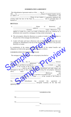 Fillable Online SUBORDINATION AGREEMENT - DigitalWorkTools.com Fax Email Print - pdfFiller