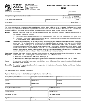 Fillable Online Ignition Interlock Installer Bond - Find Laws Fax Email ...