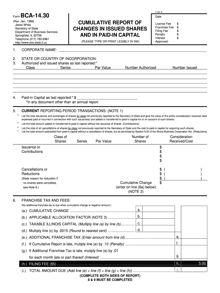 1999 Form IL BCA-14.30 Fill Online, Printable, Fillable, Blank - pdfFiller