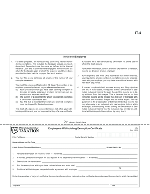 Fillable Online Employee's Withholding Exemption Certificate $ Notice ...