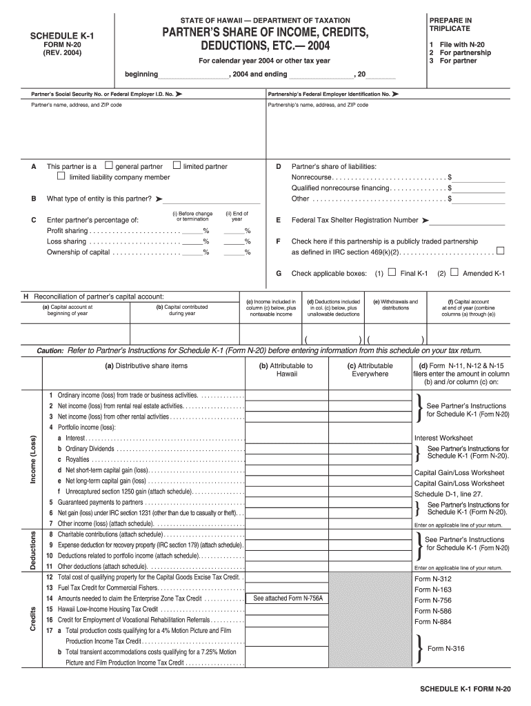 Schedule K-1 (Form N-20): Fill out & sign online | DocHub