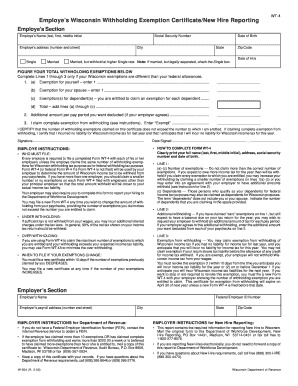 Fillable Online Employe's Wisconsin Withholding Exemption Certificate ...
