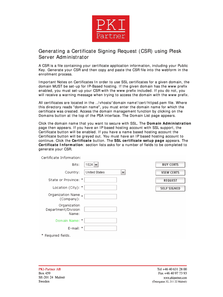 Fillable Online Generating a Certificate Signing Request (CSR) using ...