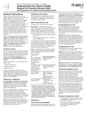 Fillable Online Instructions for Form IT-285, Request for Innocent ...