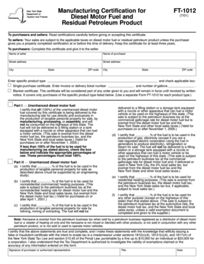 Fillable Online Manufacturing Certification for Diesel Motor Fuel and ...