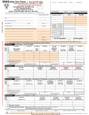 Fillable Online 2002-City Tax Form Due April 30, 2003 - FormSend Fax ...