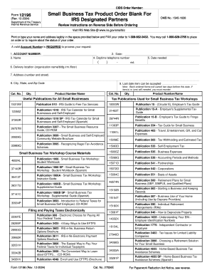 Fillable Online Small Business Tax Product Order Blank For IRS ...
