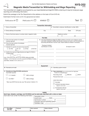 Fillable Online Form NYS-202: April 2005, Magnetic Media Transmittal ...