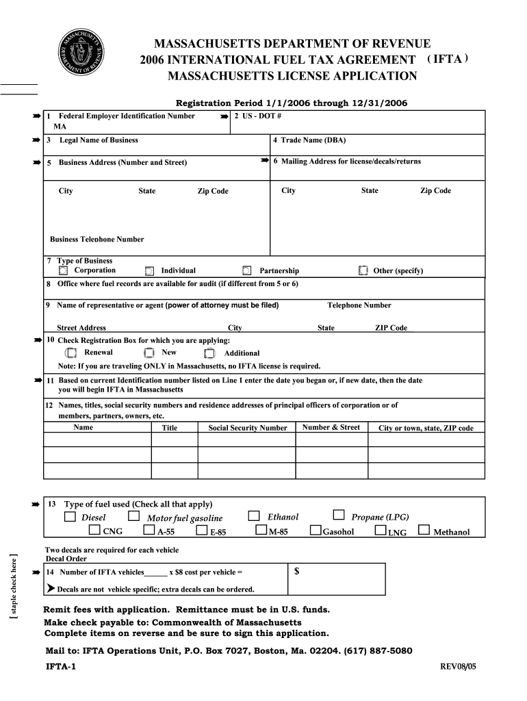 Fillable Online 2006 INTERNATIONAL FUEL TAX AGREEMENT ( IFTA ) Fax ...