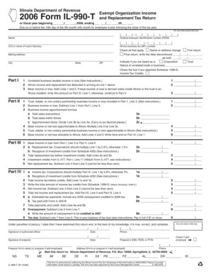 Fillable Online 2006 IL-990-T Exempt Organization Income and ...