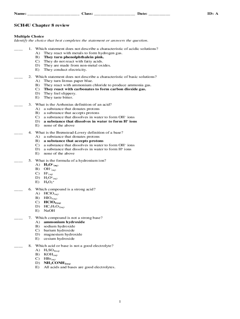 Chapter 8 Review Test Answer Key - Fill Online, Printable, Fillable