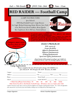 Fillable Online RED RAIDER Football Camp Fax Email Print - pdfFiller