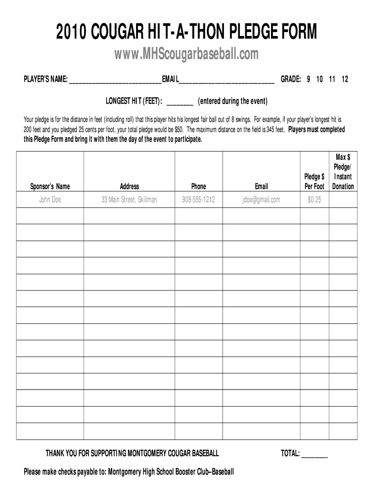 Hit A Thon Fundraiser Template 2020 2022 Fill And Sign Printable 