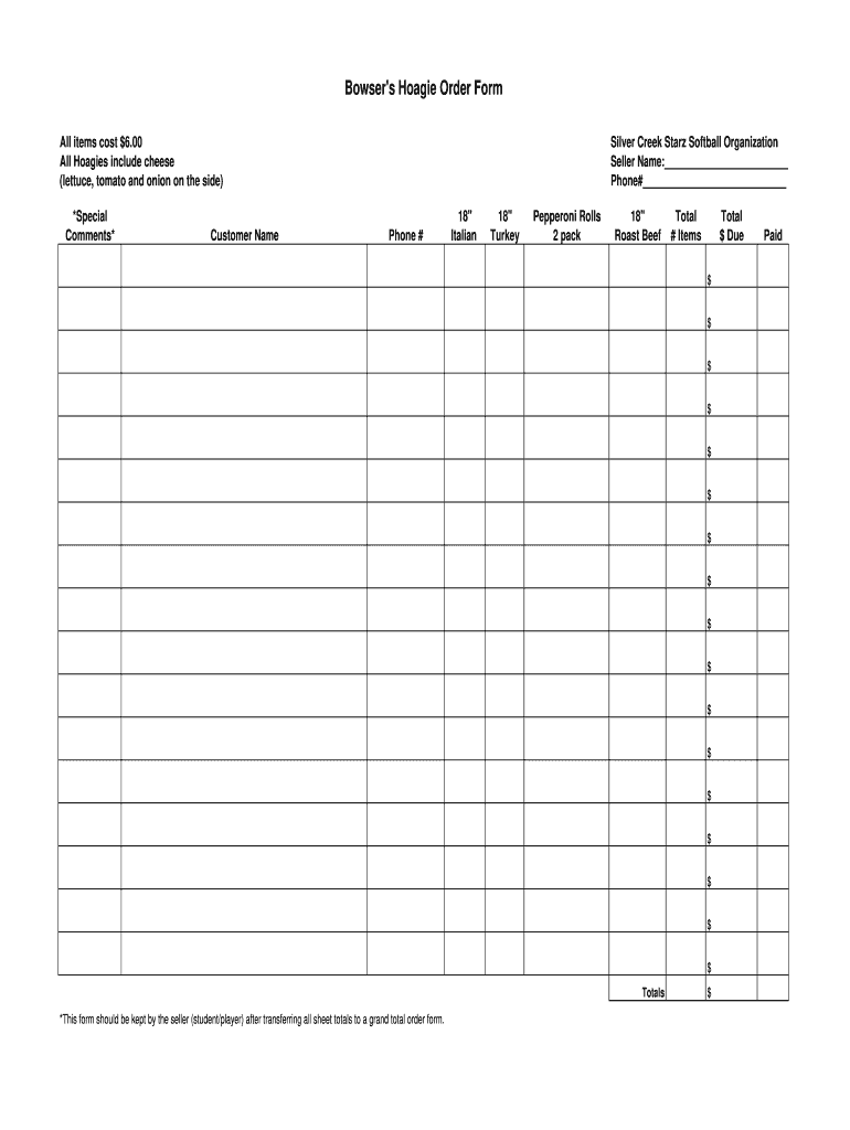 Printable Blank Fundraiser Order Form Template Printable Word Searches