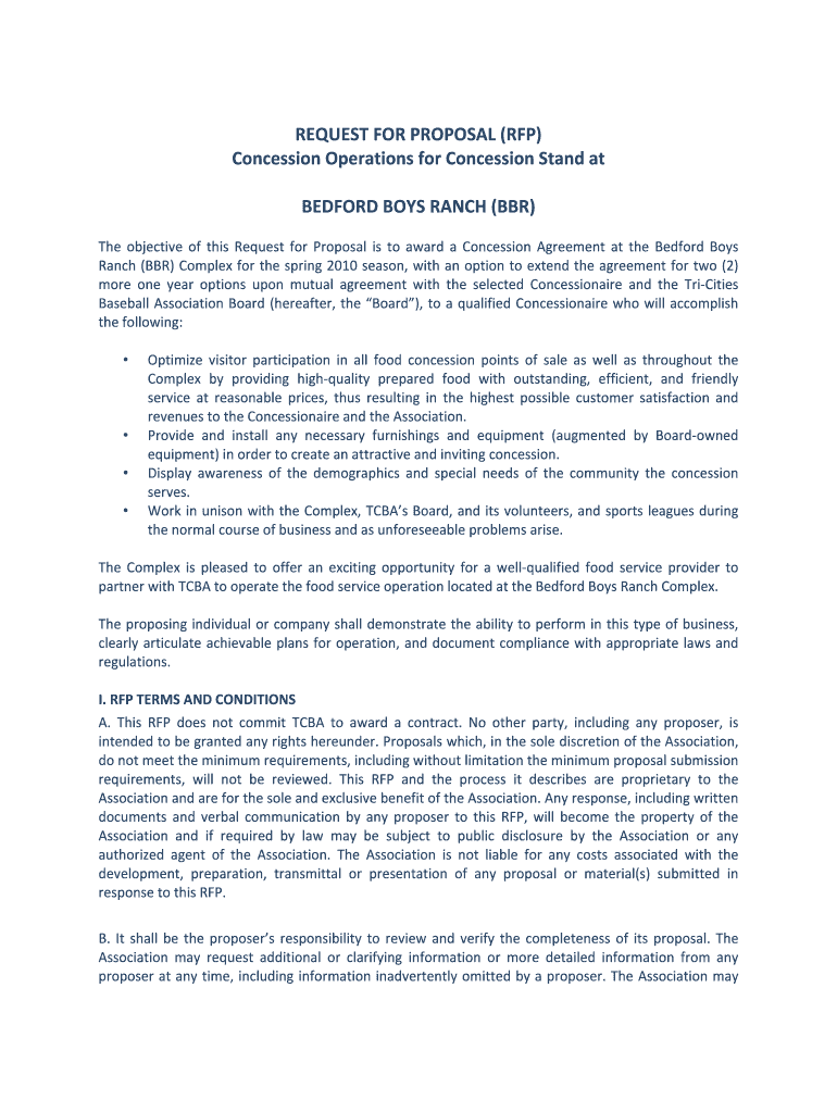 Fillable Online Concession Operations for Concession Stand at BEDFORD BOYS RANCH (BBR) Fax Email ...